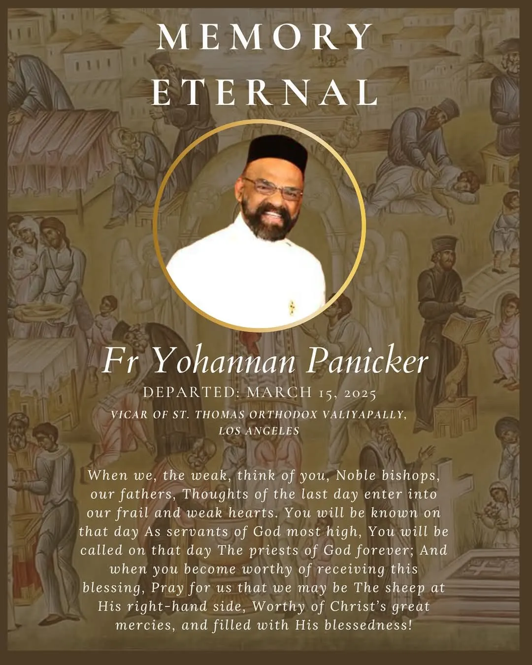 Sad Demise of our Rev. Fr. Yohannan Panicker (Panicker Achen ...